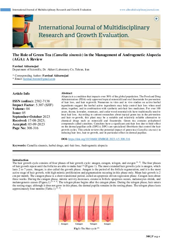 (PDF) The Role of Green Tea (Camellia sinensis) in the Management of Androgenetic Alopecia (AGA ...
