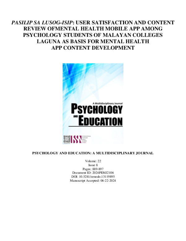 (PDF) Pasilip sa Lusog-Isip: User Satisfaction and Content Review of ...
