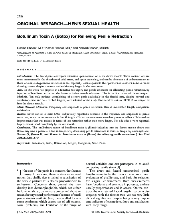 (PDF) ORIGINAL RESEARCH—MEN'S SEXUAL HEALTH: Botulinum Toxin A (Botox ...