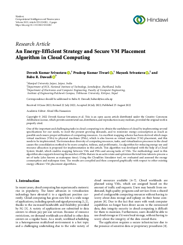 Pdf An Energy Efficient Strategy And Secure Vm Placement Algorithm In