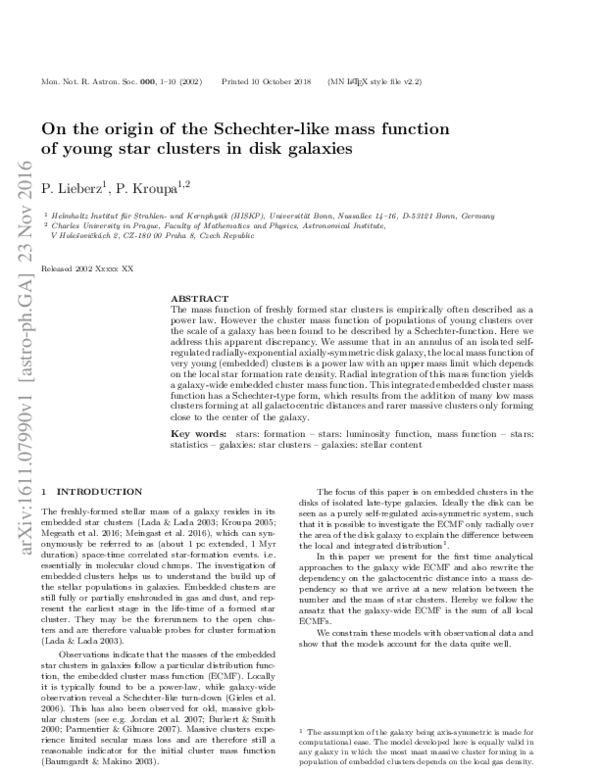 (PDF) On the origin of the Schechter-like mass function of young star ...