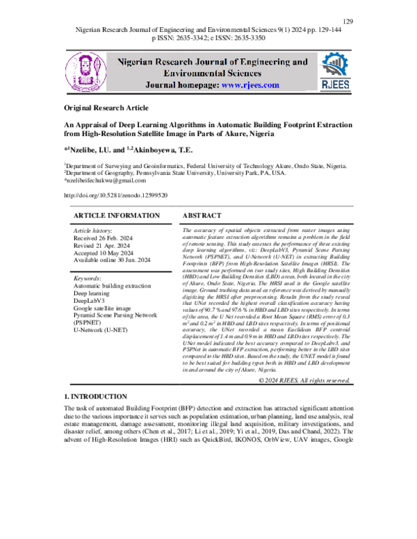 (PDF) An Appraisal of Deep Learning Algorithms in Automatic Building Footprint Extraction from ...
