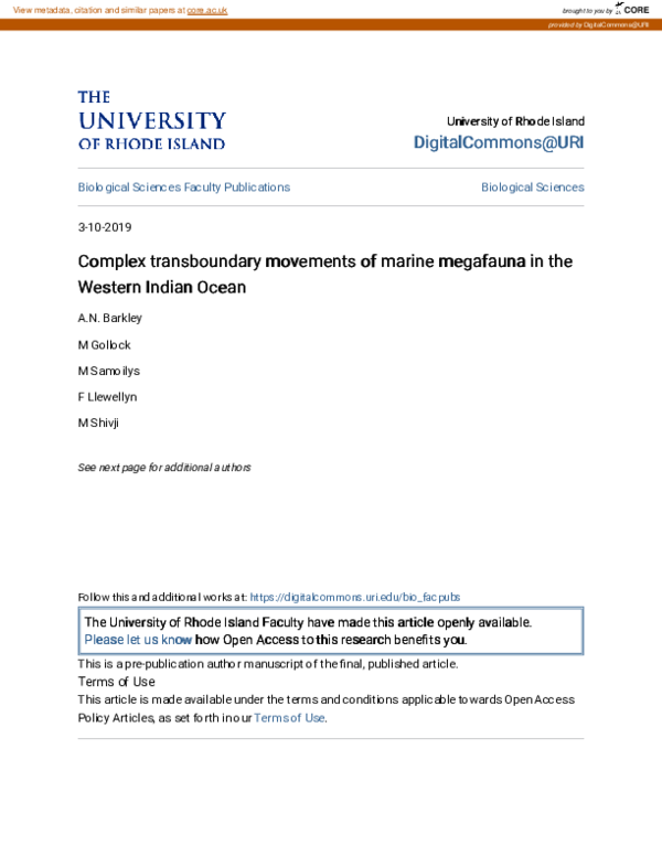 (PDF) Complex transboundary movements of marine megafauna in the ...