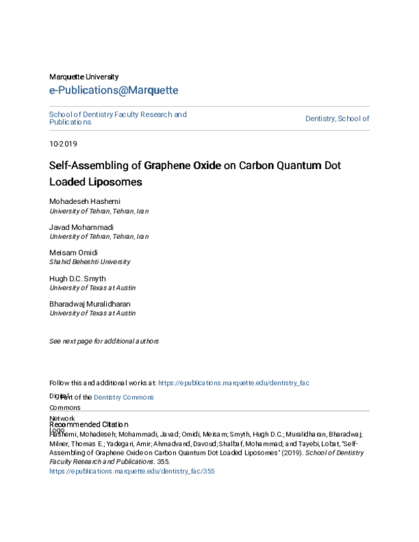 (PDF) Self-assembling of graphene oxide on carbon quantum dot loaded liposomes