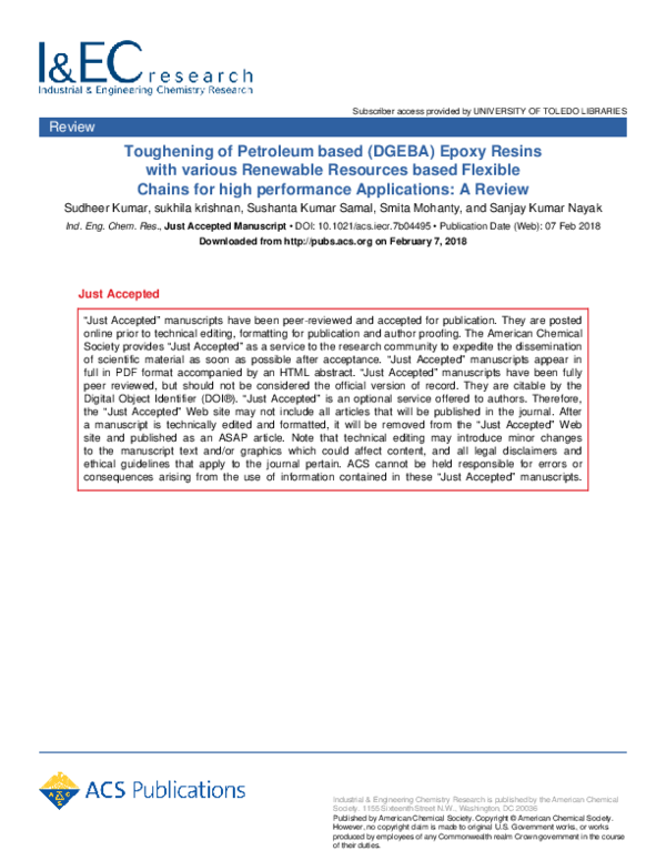 (PDF) Toughening of Petroleum Based (DGEBA) Epoxy Resins with Various ...
