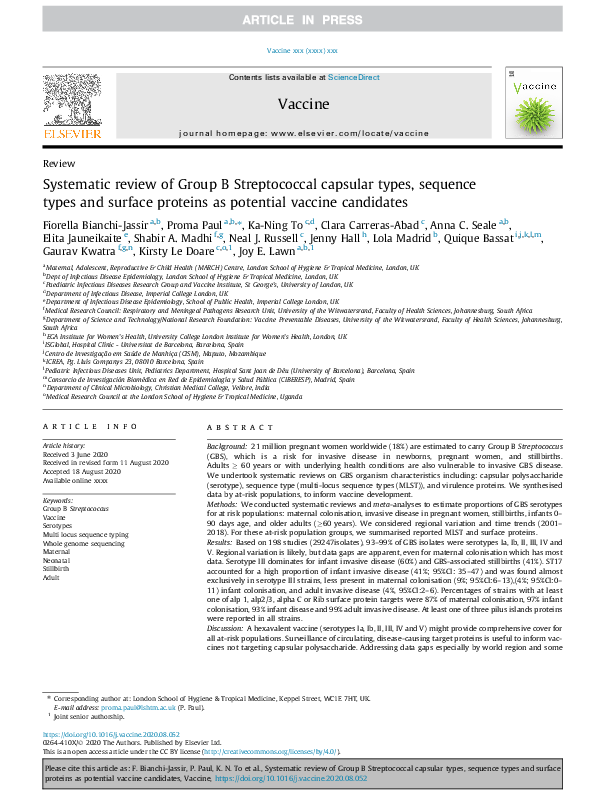 (PDF) Systematic review of Group B Streptococcal capsular types ...