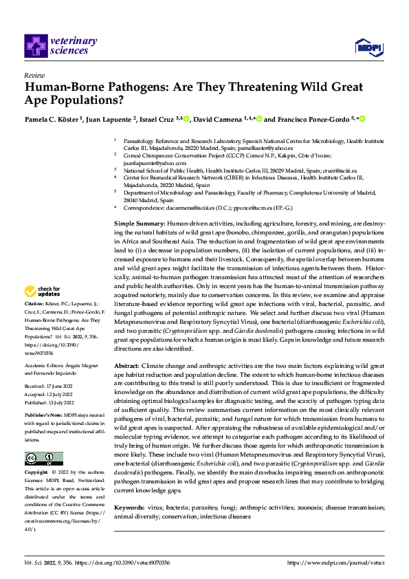 (PDF) Human Pathogens Threatening Wild Great Ape Populations