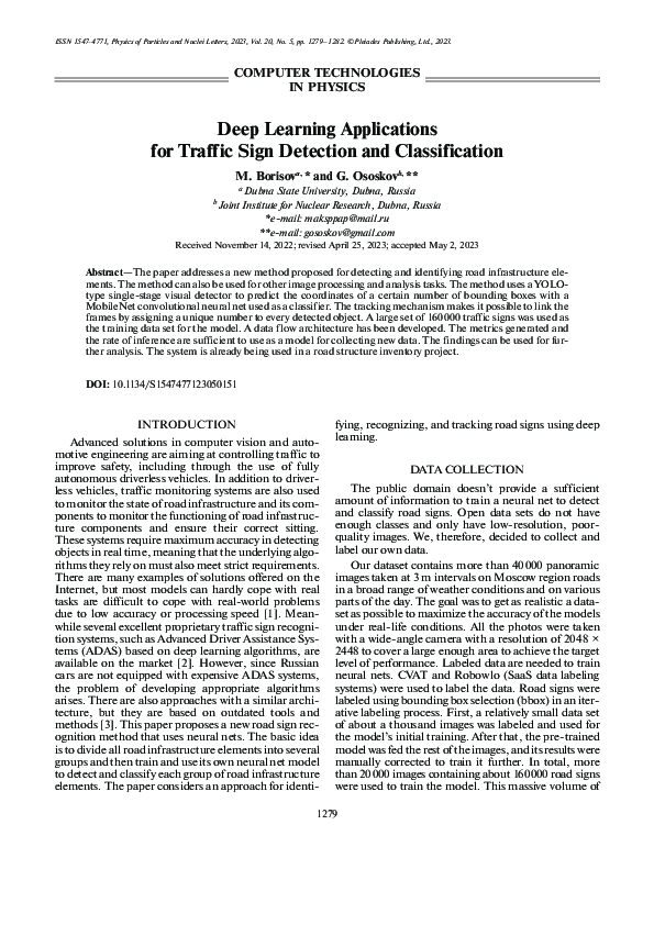 Pdf Deep Learning Applications For Traffic Sign Detection And Classification Gennady Ososkov