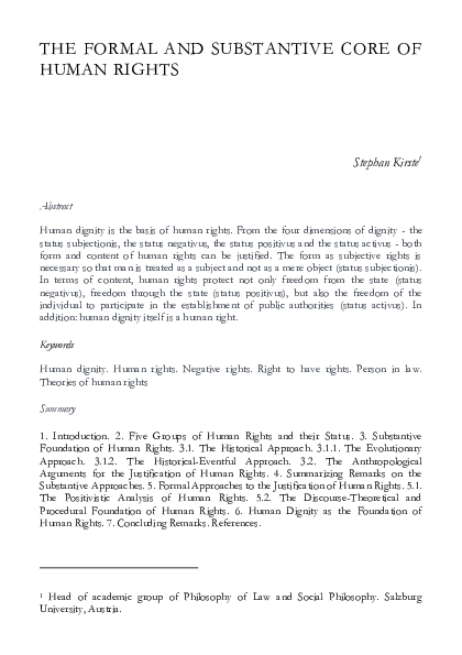 (PDF) The Formal and Substantive Core of Human Rights