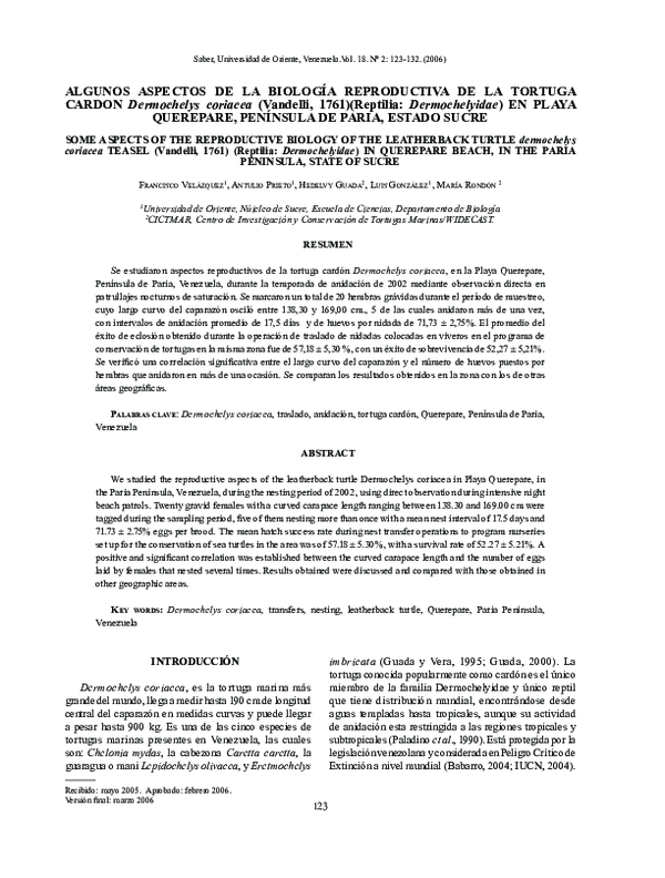 (PDF) Algunos Aspectos de la Biologia Reproductiva de la tortuga Cardón ...