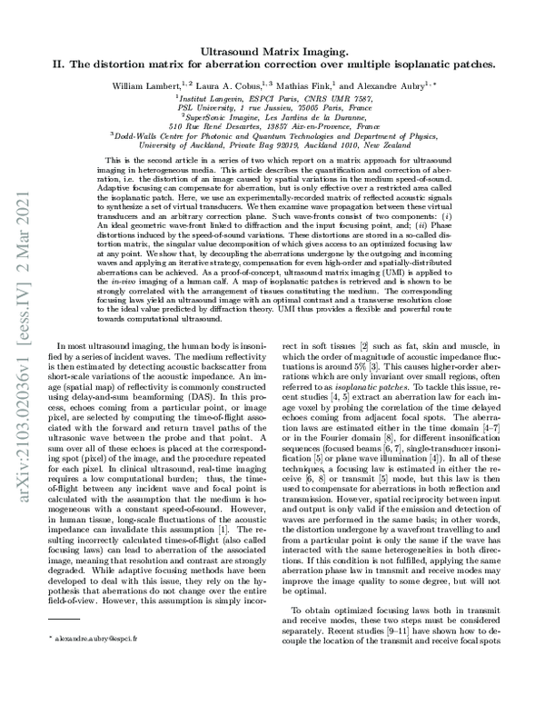 (PDF) Ultrasound Matrix Imaging. II. The distortion matrix for ...