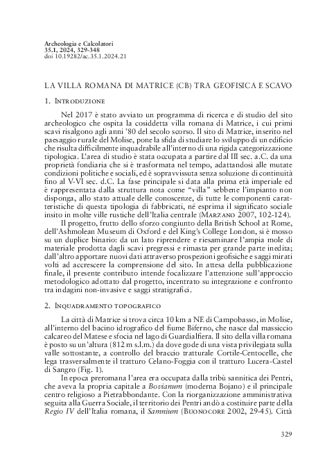 (PDF) La villa romana di Matrice (CB) tra geofisica e scavo
