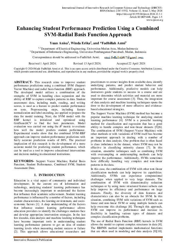 (PDF) Enhancing Student Performance Prediction Using a Combined SVM ...