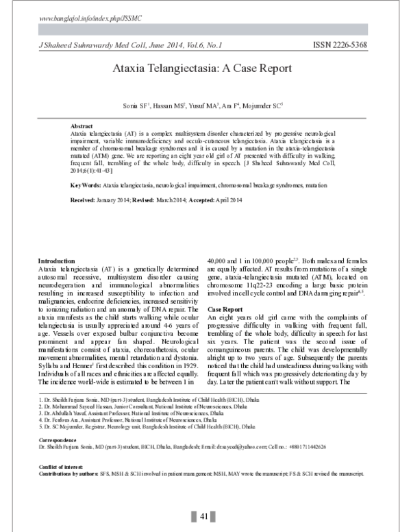 (PDF) Ataxia Telangiectasia: A Case Report