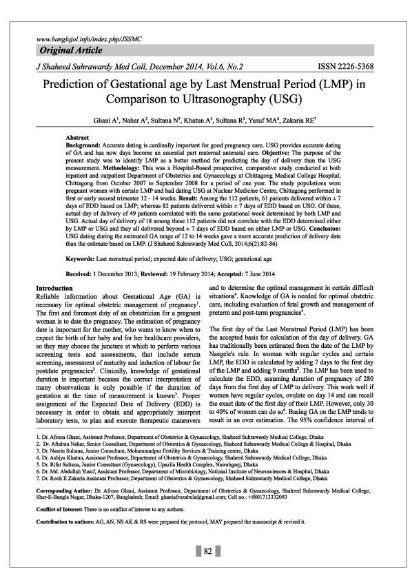 (PDF) Prediction of Gestational age by Last Menstrual Period (LMP) in ...
