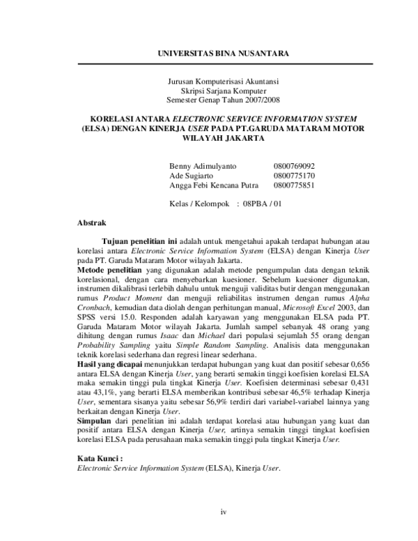 (PDF) Korelasi Antara Electronic Service Information System (Elsa ...