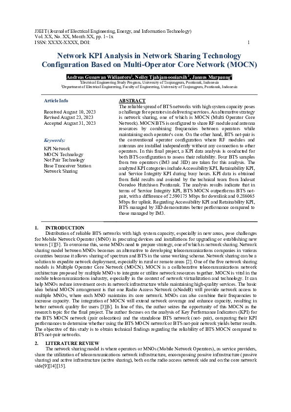 (PDF) Network Kpi Analysis in Network Sharing Technology Configuration ...