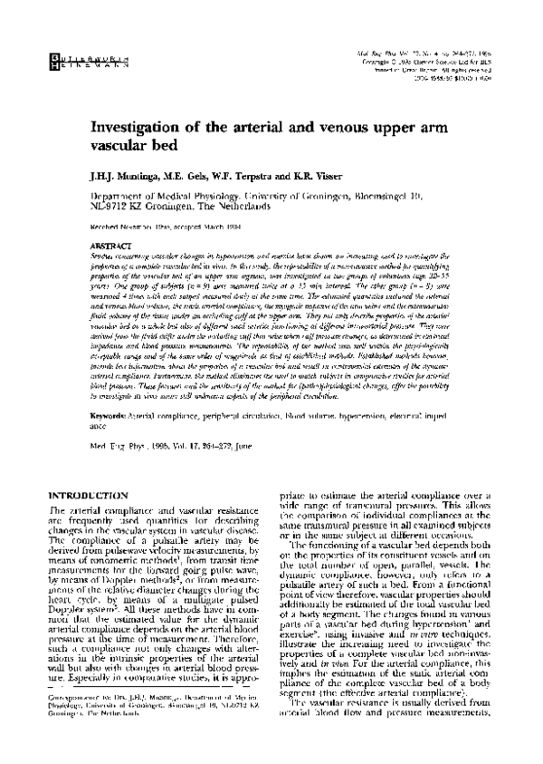 (PDF) Investigation of the arterial and venous upper arm vascular bed