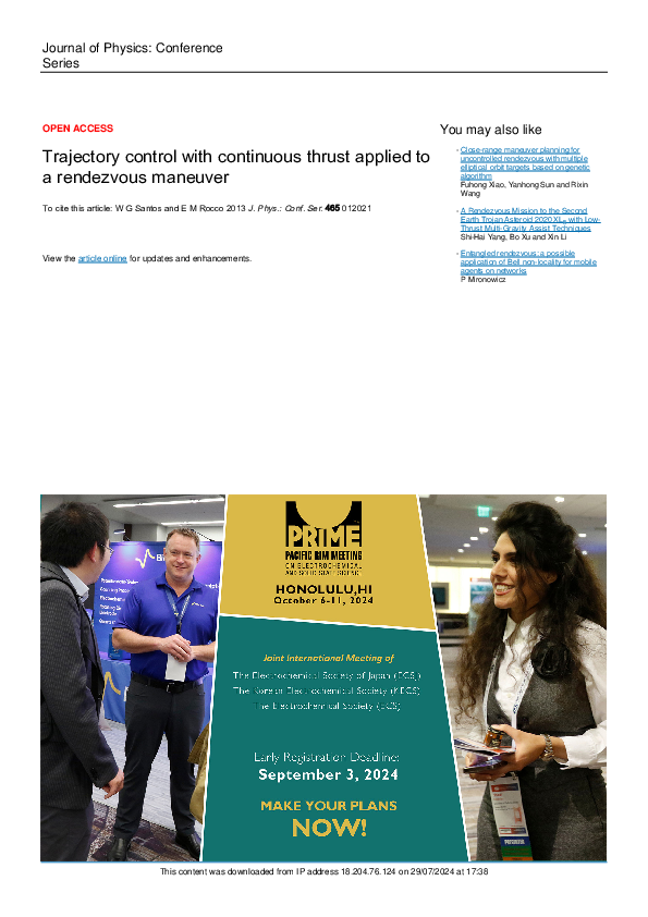 (PDF) Trajectory control with continuous thrust applied to a rendezvous maneuver