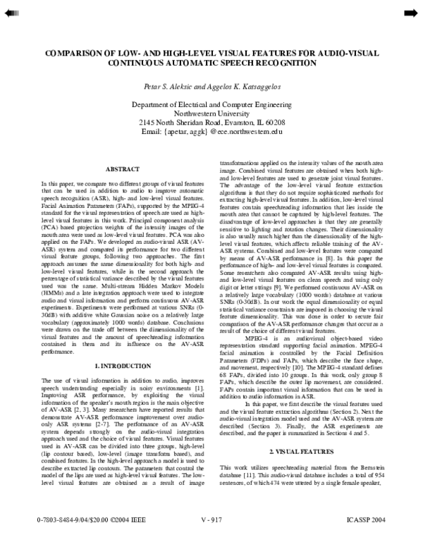 (PDF) Comparison of low-and high-level visual features for audio-visual ...