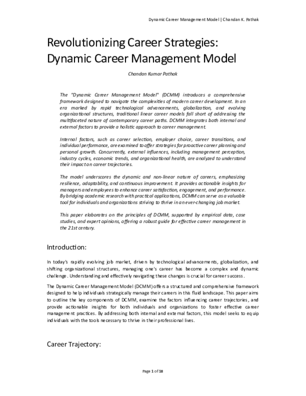 (PDF) Revolutionizing Career Strategies: Dynamic Career Management Model
