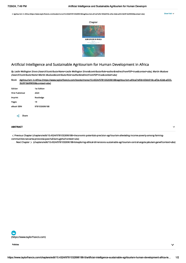 (PDF) Artificial Intelligence and Sustainable Agritourism for Human ...