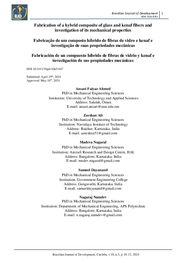 (PDF) Fabrication of a hybrid composite of glass and kenaf fibers and ...