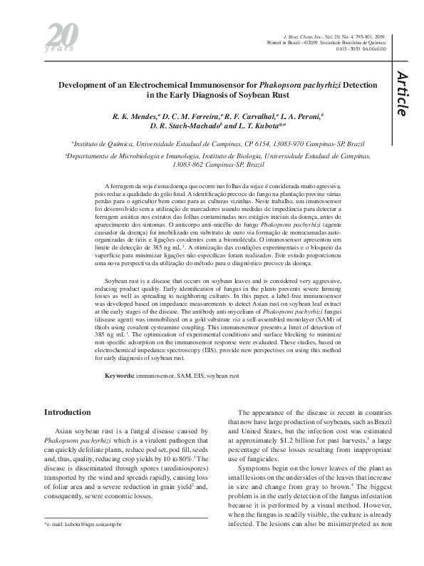(PDF) Development of an electrochemical immunosensor for Phakopsora ...