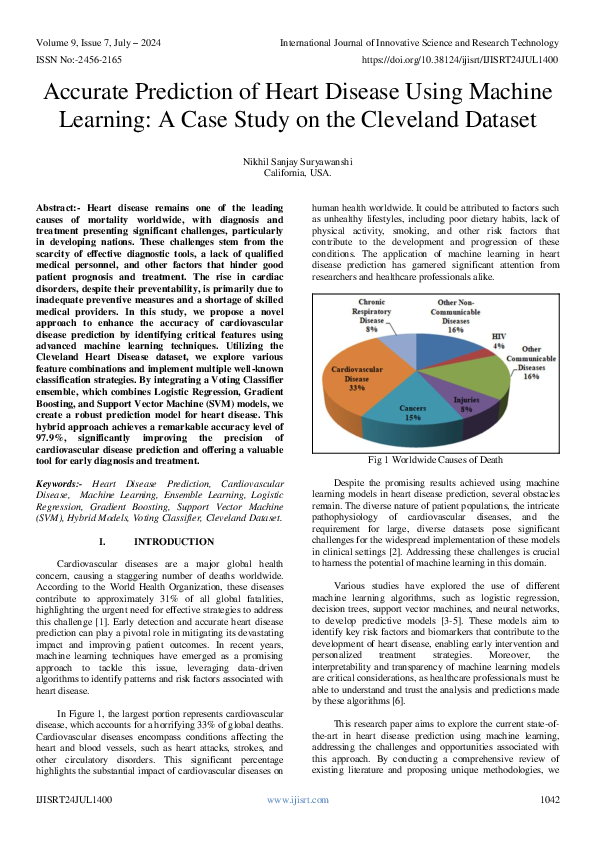 (PDF) Accurate Prediction of Heart Disease Using Machine Learning: A Case Study on the Cleveland ...