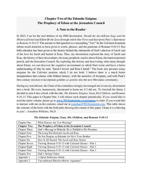 (PDF) The Prophecy of Edom at the Jerusalem Council (Chapter Two of The ...