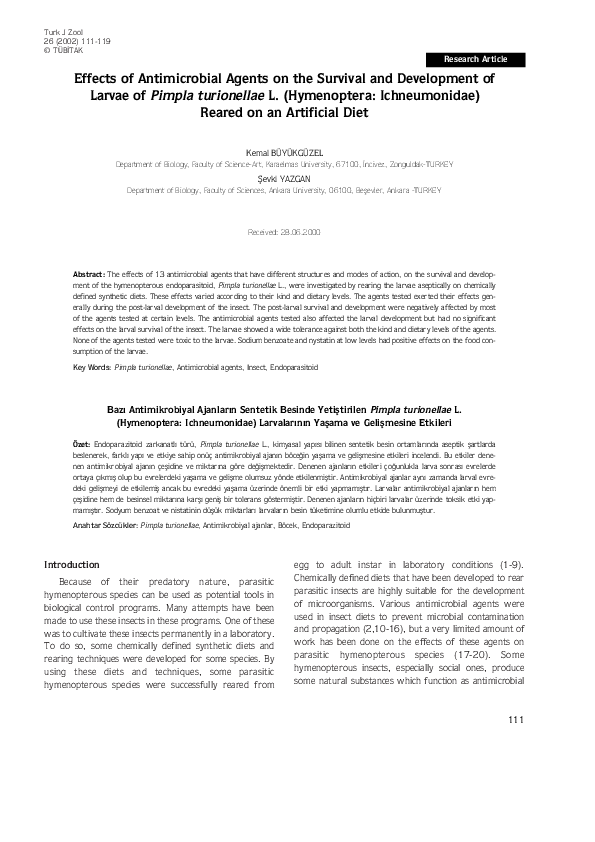 (PDF) Effects of Antimicrobial Agents on the Survival and Development ...