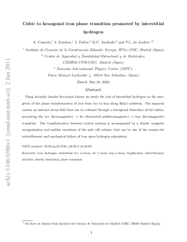 (PDF) Cubic to hexagonal iron phase transition promoted by interstitial ...