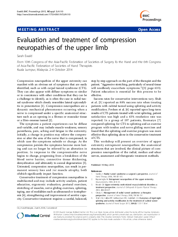 (PDF) Evaluation and treatment of compression neuropathies of the upper ...