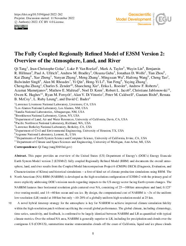 (PDF) The Fully Coupled Regionally Refined Model of E3SM Version 2 ...