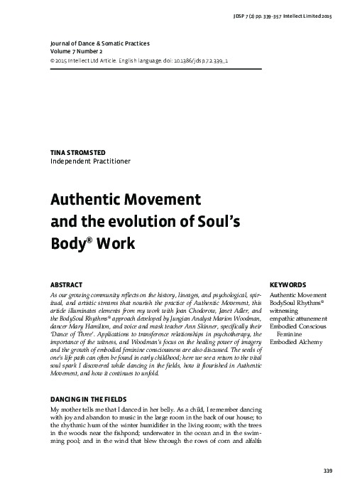 (PDF) Authentic Movement and the evolution of Soul’s Body® Work