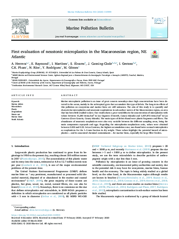 (PDF) First evaluation of neustonic microplastics in the Macaronesian ...