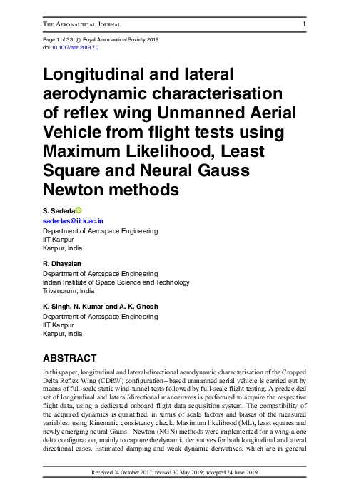 (PDF) Longitudinal and lateral aerodynamic characterisation of reflex wing Unmanned Aerial ...