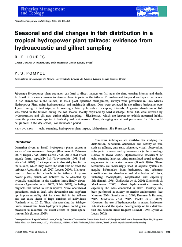 (PDF) Seasonal and diel changes in fish distribution in a tropical ...