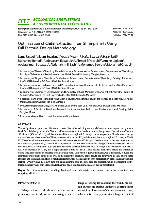 (PDF) Optimization of Chitin Extraction from Shrimp Shells Using Full Factorial Design Methodology