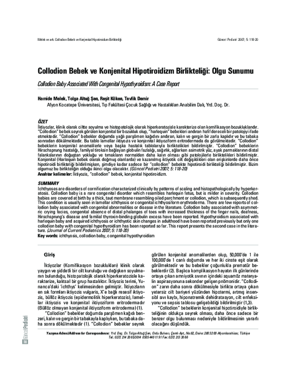 (PDF) Collodion Baby Associated With Congenital Hypothyroidism: A Case Report