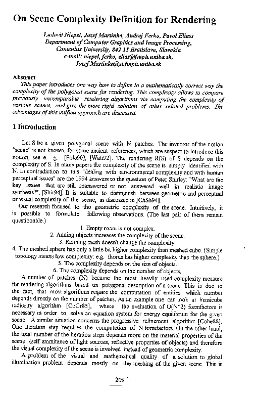 (PDF) On scene complexity definition for rendering