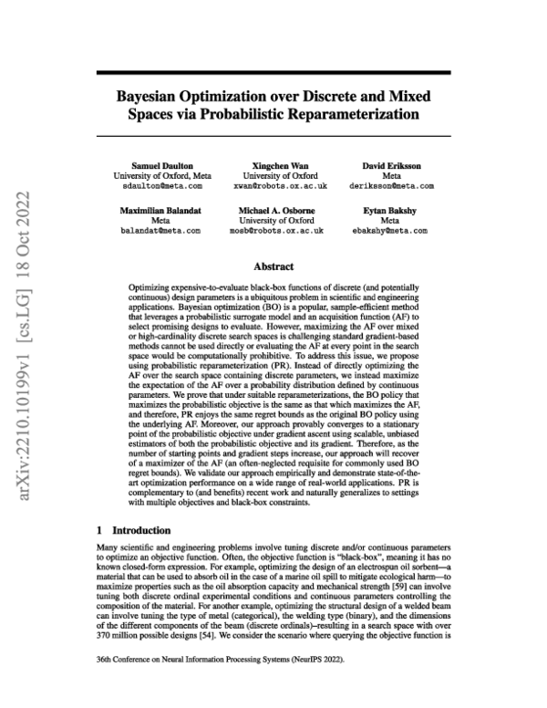 (PDF) Bayesian Optimization over Discrete and Mixed Spaces via ...
