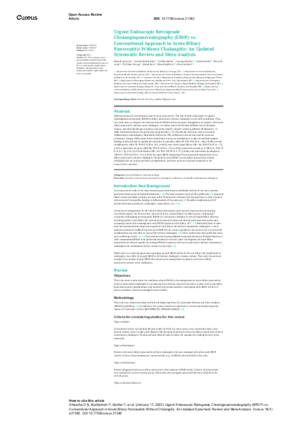 (PDF) Urgent Endoscopic Retrograde Cholangiopancreatography (ERCP) vs ...