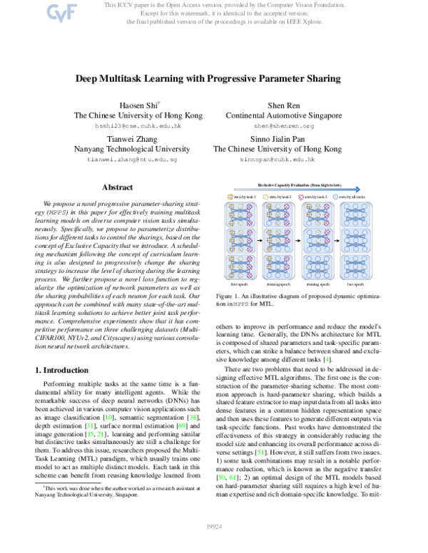 Pdf Deep Multitask Learning With Progressive Parameter Sharing