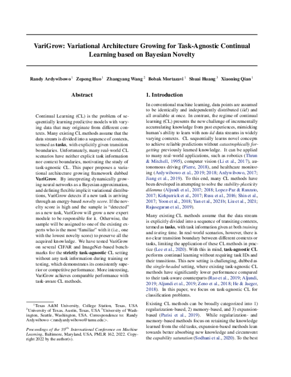 (PDF) VariGrow: Variational Architecture Growing for Task-Agnostic Continual Learning based on ...