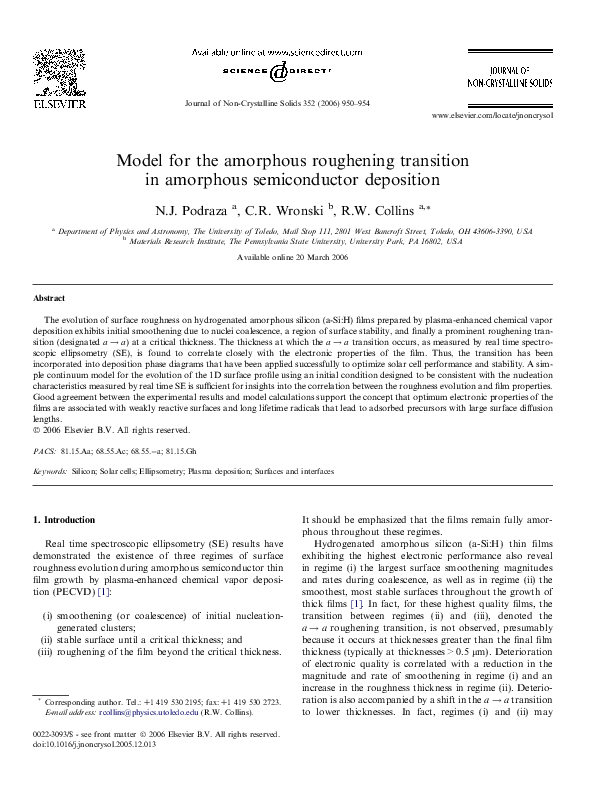 (PDF) Model for the amorphous roughening transition in amorphous ...