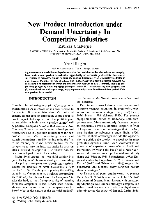 (PDF) New product introduction under demand uncertainty in competitive ...