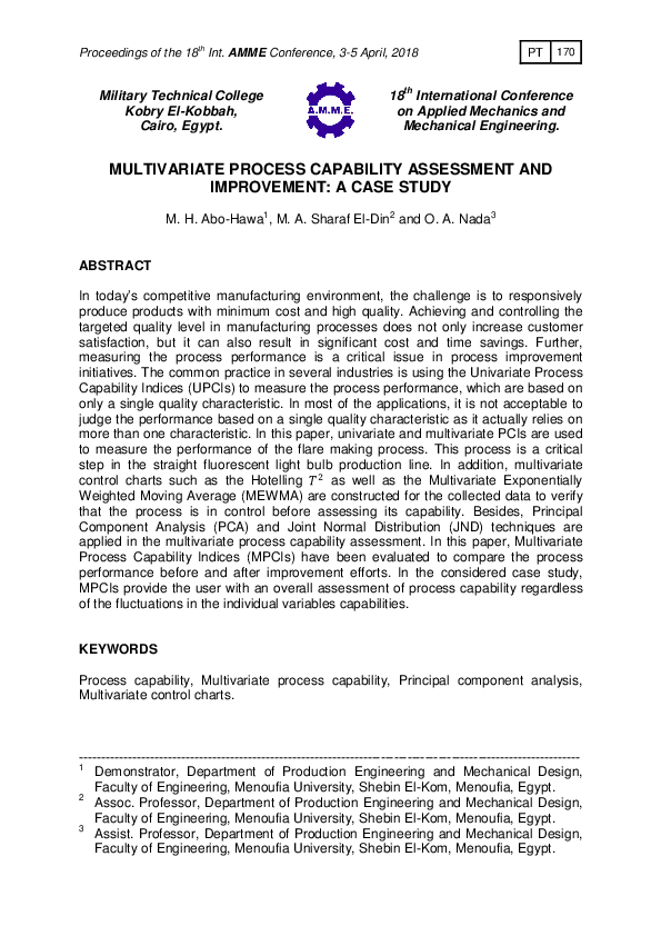 (PDF) MULTIVARIATE PROCESS CAPABILITY ASSESSMENT AND IMPROVEMENT: A CASE STUDY