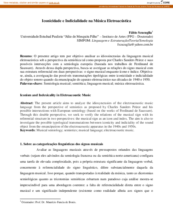 (PDF) Iconicidade e Indicialidade Na Música Eletroacústica