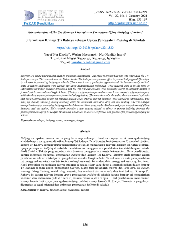 (PDF) Internalisasi Konsep Tri Rahayu sebagai Upaya Pencegahan Bullying ...